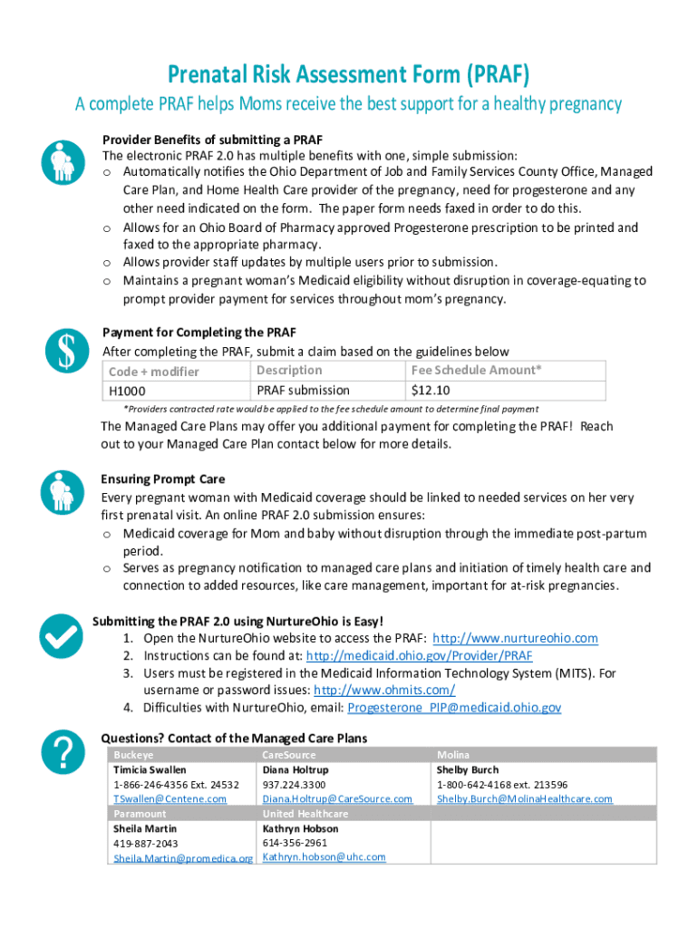 Fillable Online Prenatal Risk Assessment Form (PRAF). All Plan PRAF ...