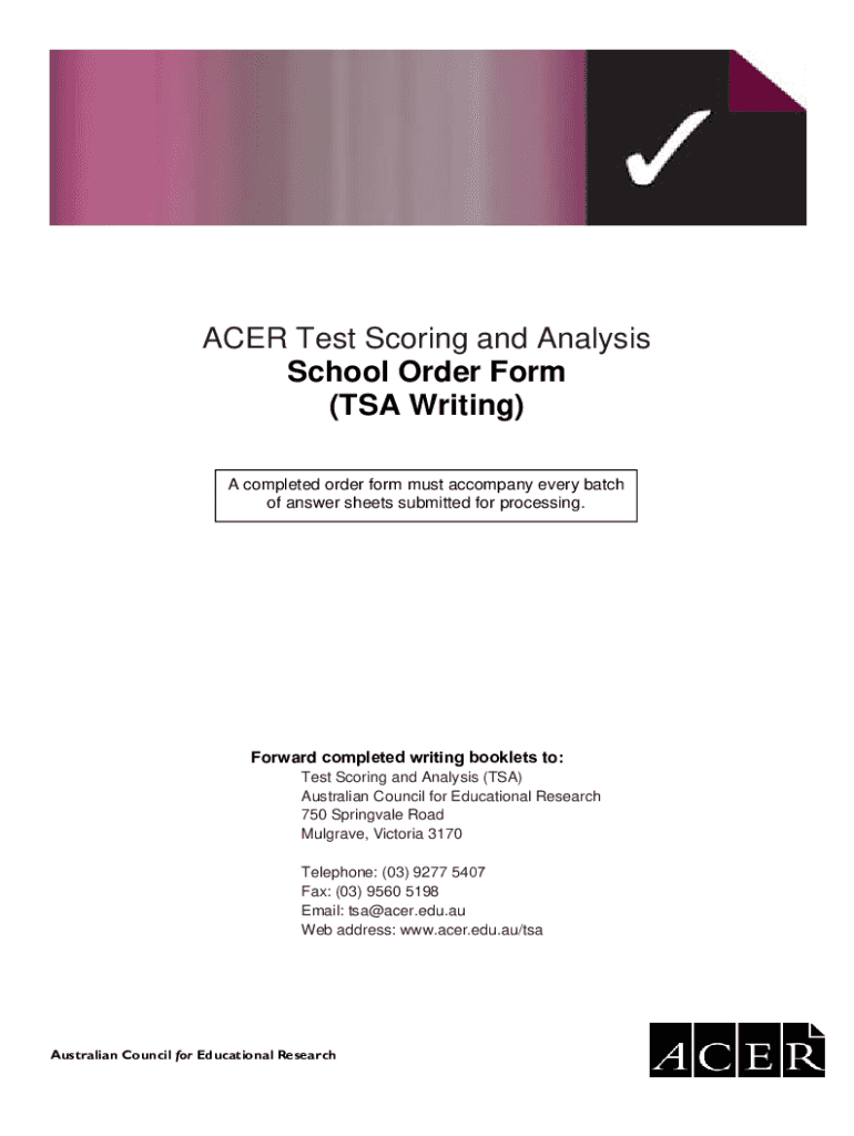 Fillable Online Fillable Online ACER Test Scoring and Analysis School ...