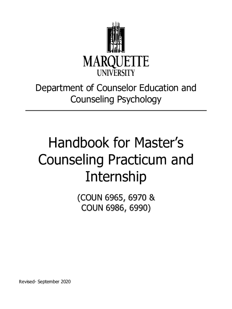 Fillable Online Fillable Online Handbook for Master's Counseling ...