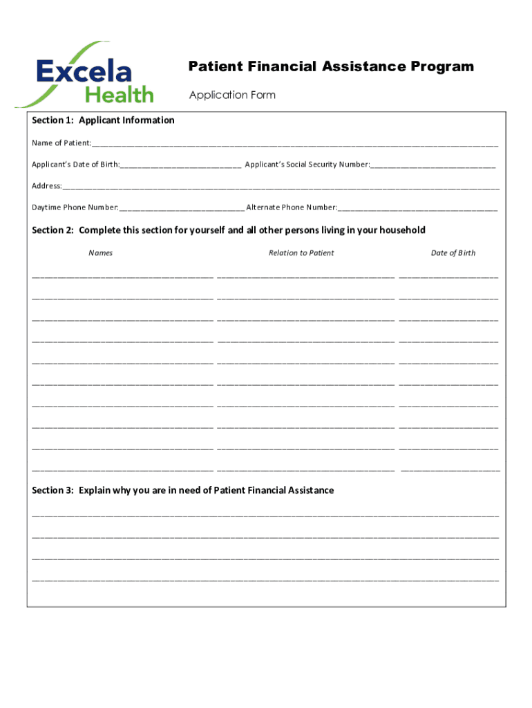Fillable Online Patient Financial Assistance application template.docx ...