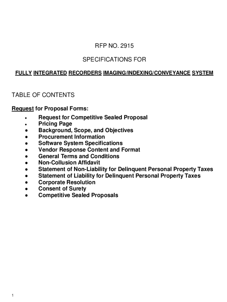 Fillable Online RFP NO. 2915 SPECIFICATIONS FOR - Stark County, Ohio Fax Email Print - pdfFiller