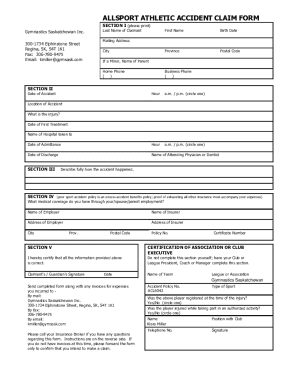 Fillable Online ACCIDENT MEDICAL CLAIM FORM - GTL Fax Email Print ...