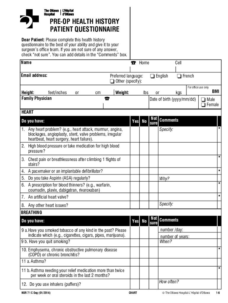 Fillable Online DT PROCEDURE ROOM PRE-OP HISTORY PATIENT QUESTIONNAIRE ...