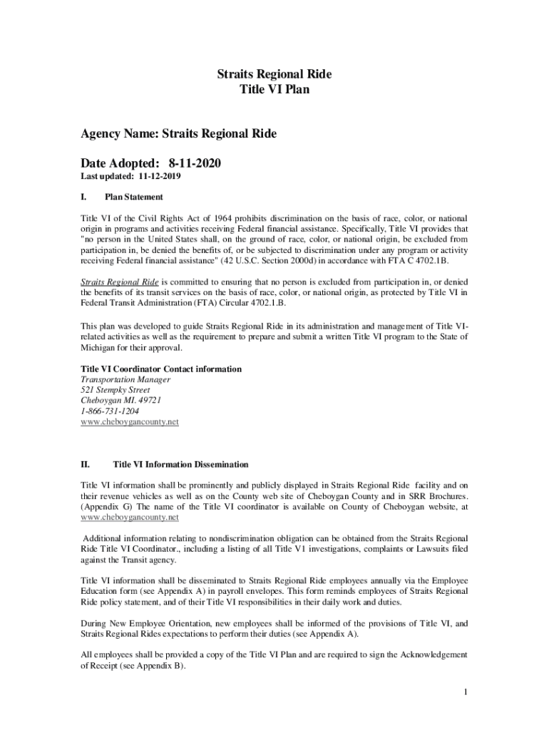Fillable Online Sample of Title VI Plan Fax Email Print - pdfFiller