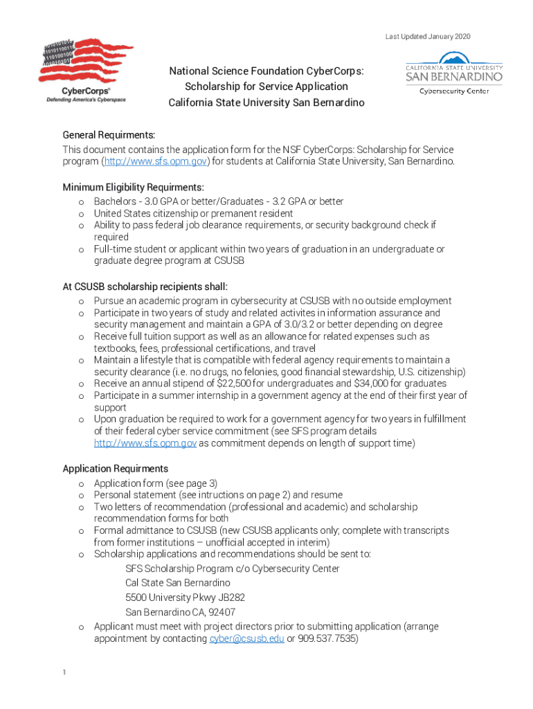 Fillable Online State by State Guide to CyberCorps Scholarship ... Fax ...