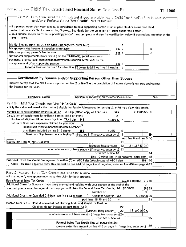 Fillable Online 5007-S7 Schedule 7 - Manitoba - T1 General 1989 - Child ...