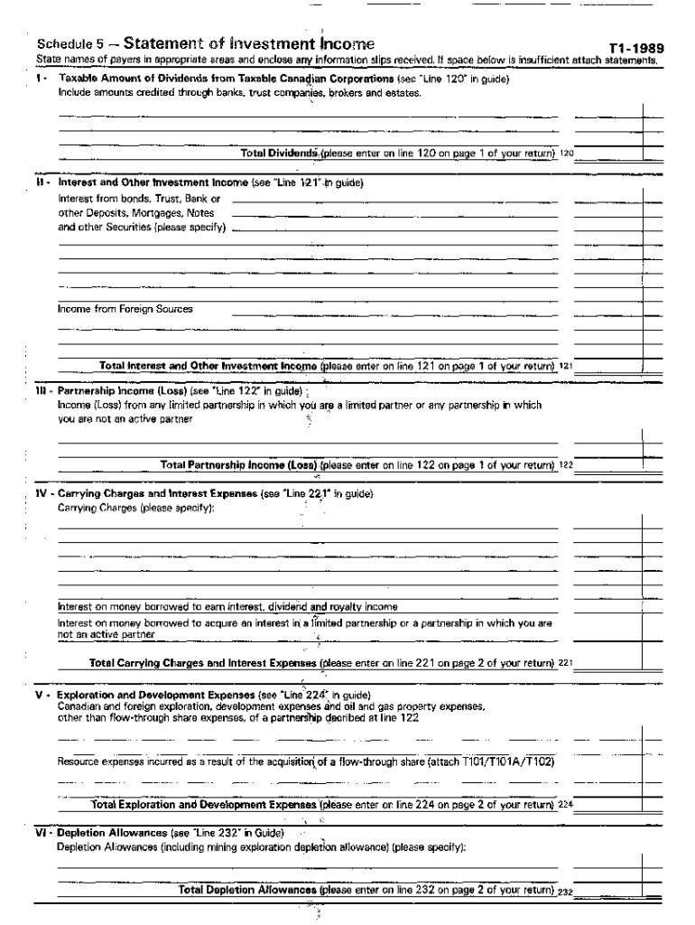 Fillable Online 5012-S5 Schedule 5 - Northwest Territories - T1 General ...