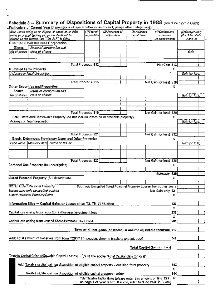 Fillable Online 5009-S3 Schedule 3 - Alberta - T1 General 1988 ...