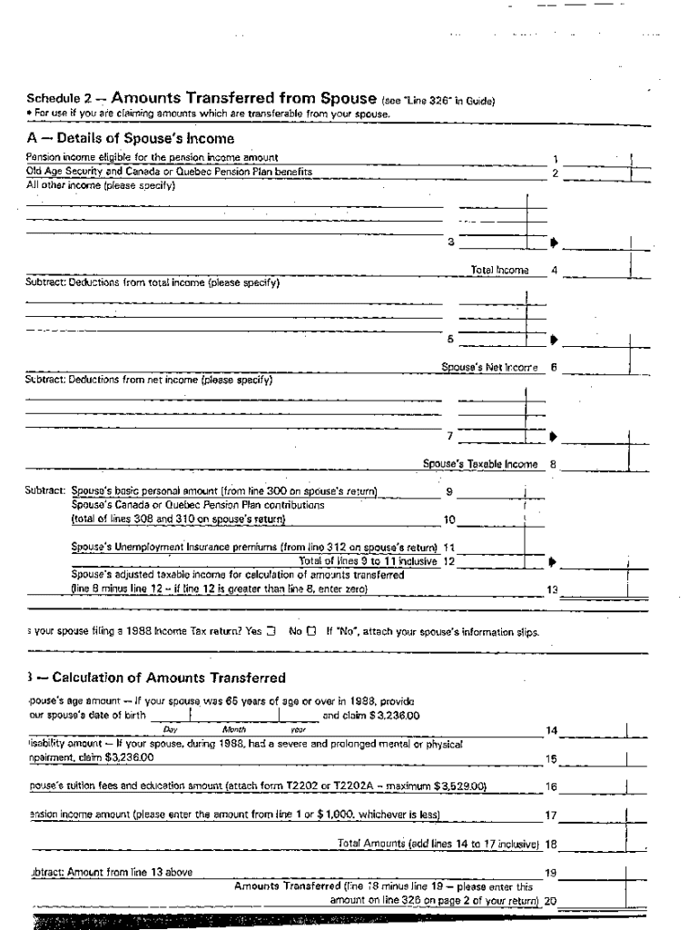 Fillable Online 5006 S2 Schedule ON S2 Amounts Transferred From Your