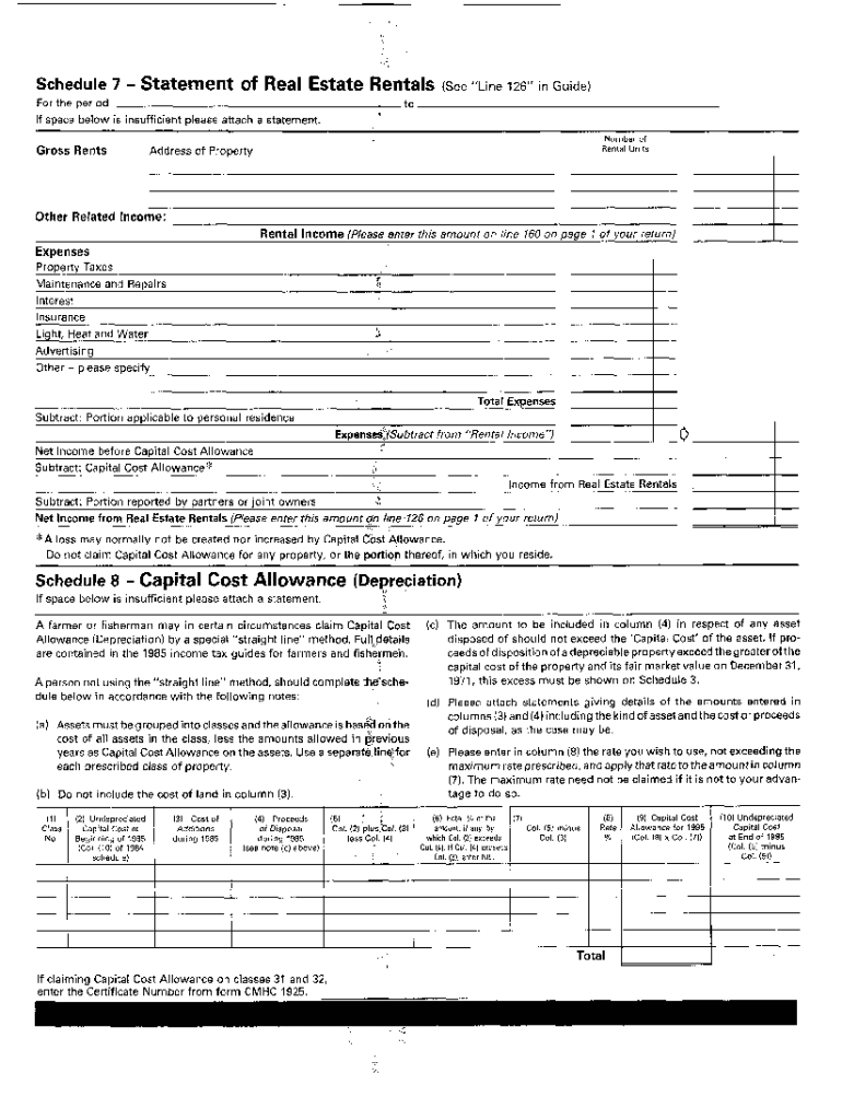 Fillable Online 5009-S7 Schedule 7 - Alberta - T1 General 1985 ...