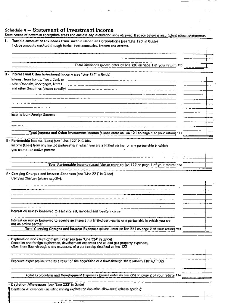 Fillable Online 5006-S4 Schedule 4 - Ontario - T1 General 1988 ...