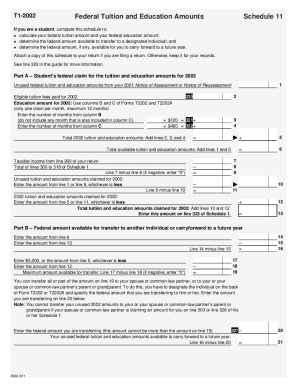 Fillable Online 5000-S11 Schedule 11 - Common - T1 General 2002 ...