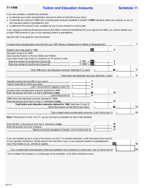 Fillable Online 5000-S11 T1 General 1998 Schedule 11 - Common - Non ...