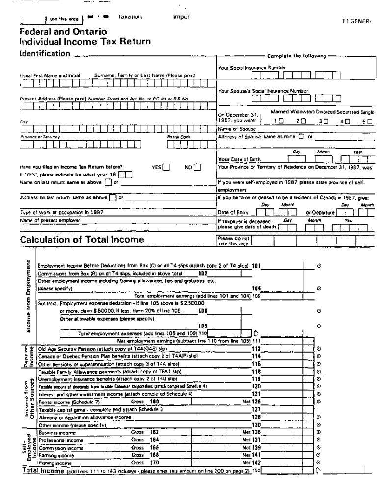 Ontario Individual Income Tax Return - Blank Fillable Template | Fill ...