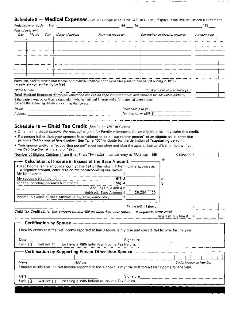 Fillable Online 5007-S9 Schedule 9 - Manitoba - T1 General 1985 ...