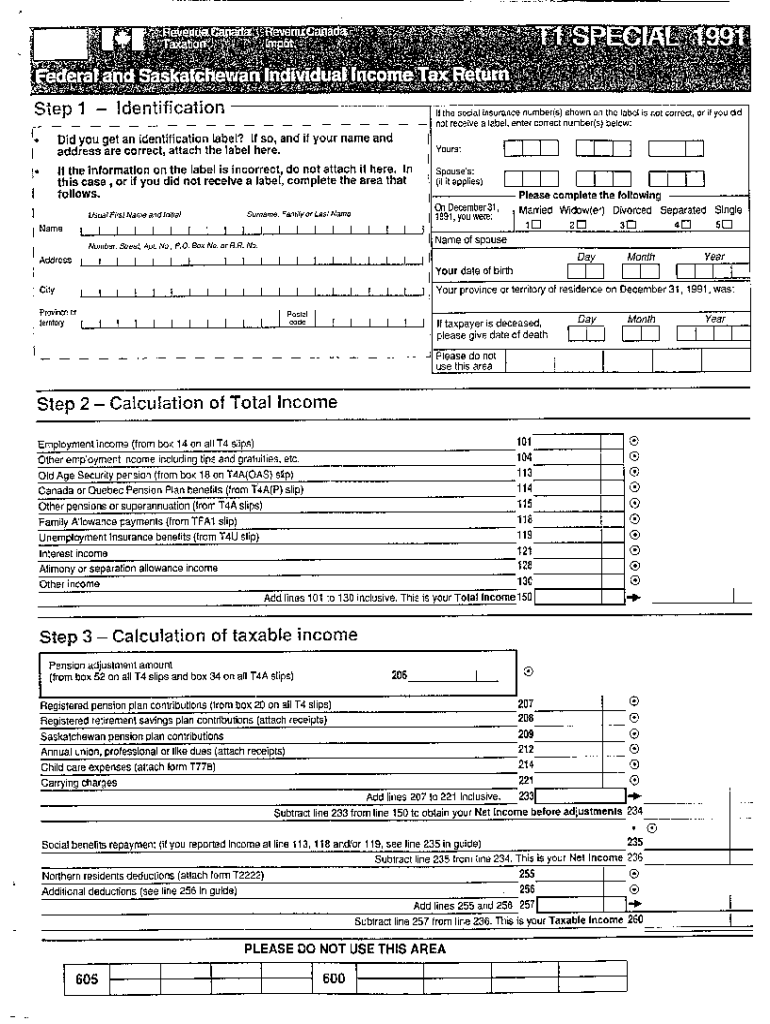 Fillable Online 5008-RS T1 General 1991 Income tax special return ...