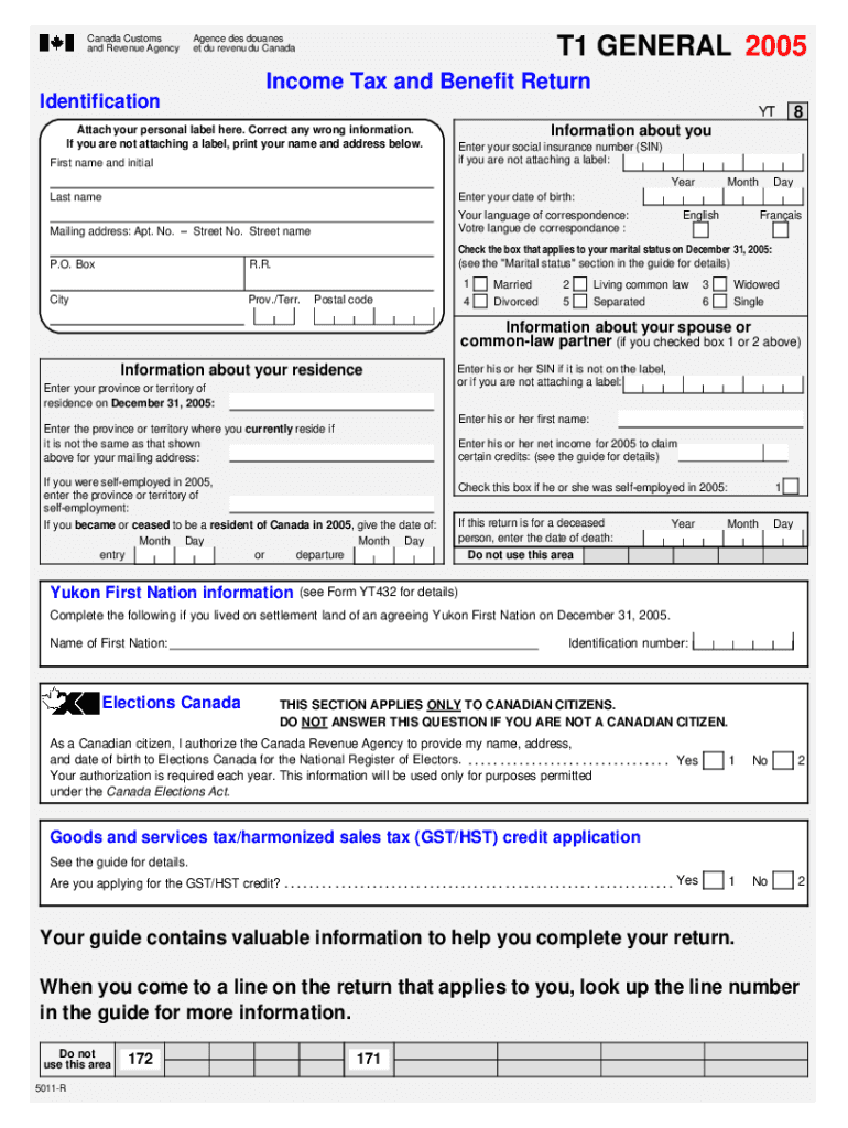 Canada T1 General Income Tax and Benefit Return - Blank Fillable ...
