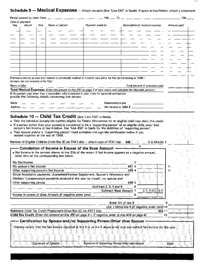 Fillable Online 5005-S10 Schedule 10 - Quebec- T1 General 1986 ...