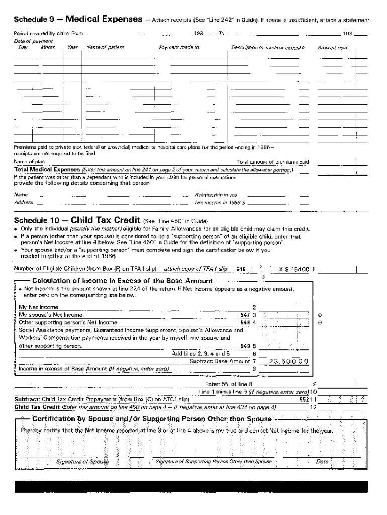 Fillable Online 5003-S10 Schedule 10 - Nova Scotia - T1 General 1986 ...