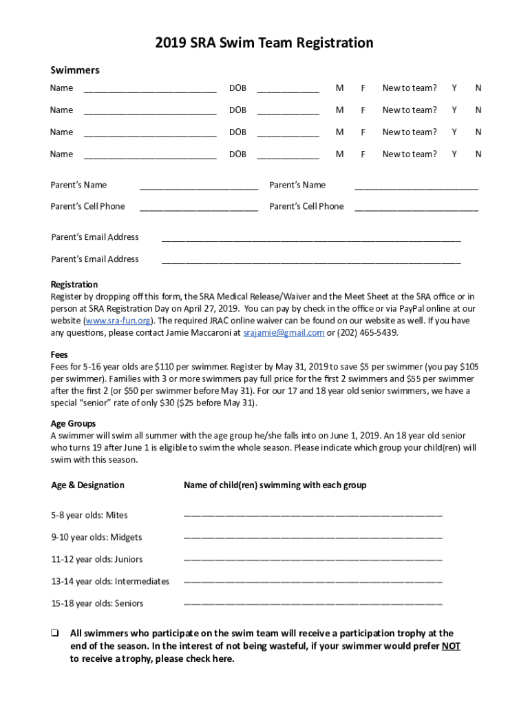 Fillable Online Register by dropping o this form, the SRA Medical ...