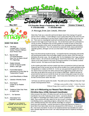 Tewksbury Senior Center Newsletter - Fill Online, Printable, Fillable ...