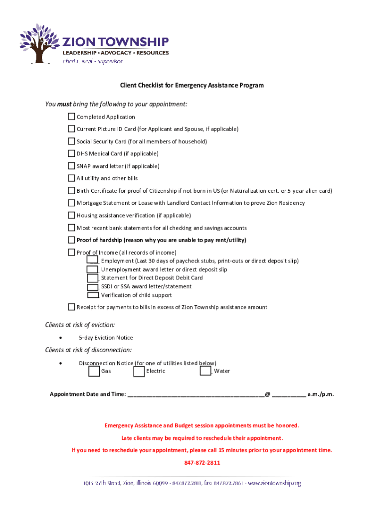 Fillable Online Fillable Online Emergency Assistance Application Packet ...
