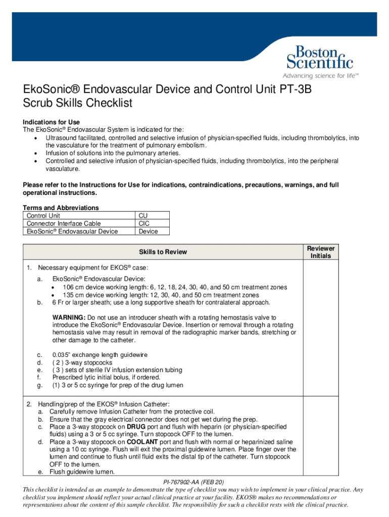 Fillable Online EkoSonic Endovascular Device and Control Unit PT-3B ...
