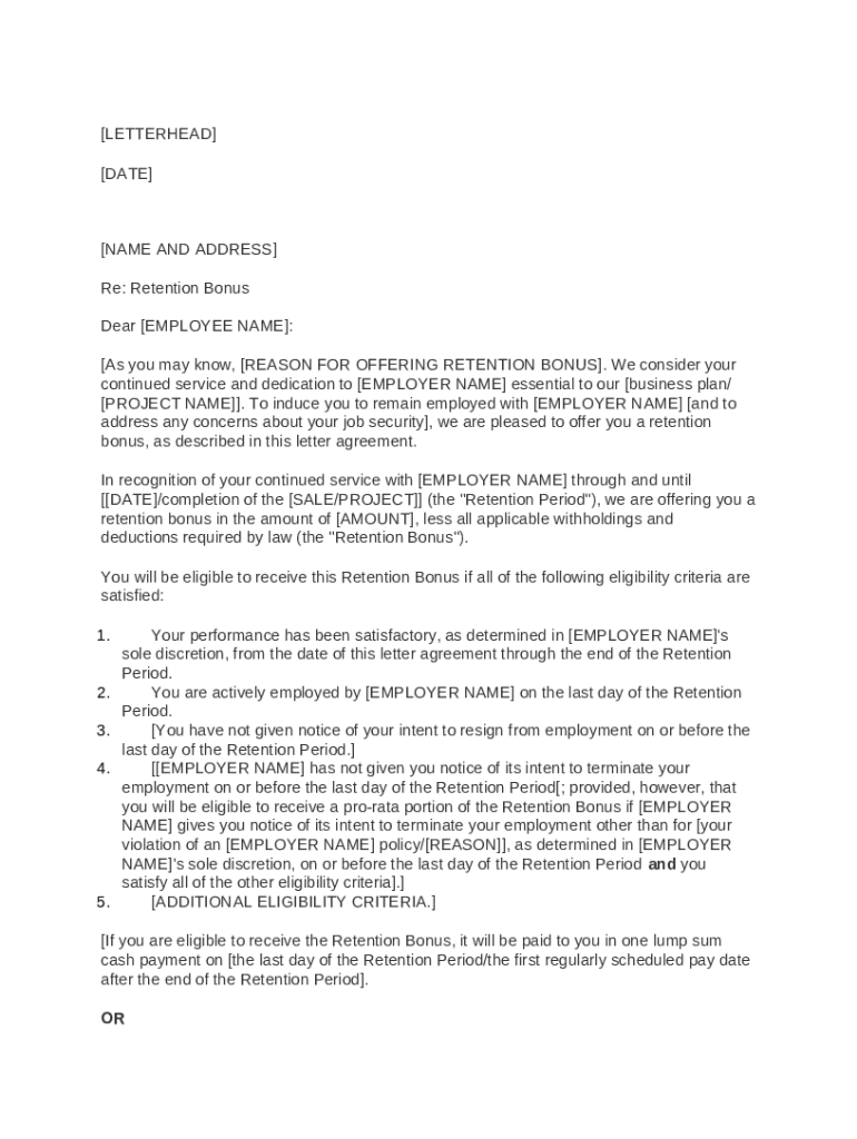 How to write Bonus letter - Sample, at & Template Doc Template | pdfFiller