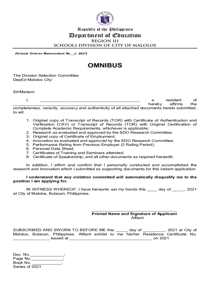 Fillable Online Omnibus Sworn Statement (Revised) Fax Email Print ...