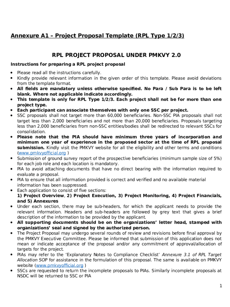 Annexure A1 t Project Proposal Template (RPL Type 1/2/3 ... Doc ...
