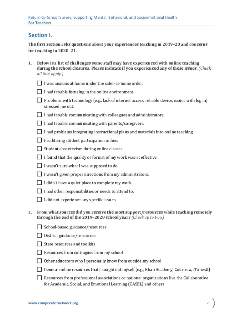 Fillable Online Your Return-to-School Survey: 31 Questions to Ask ...