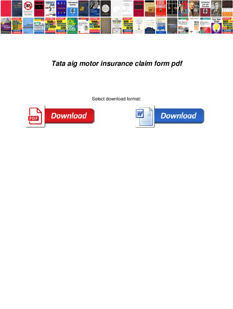 Fillable Online Tata aig motor insurance claim form pdf. Tata aig motor ...