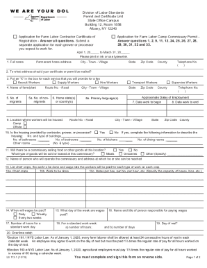 Fillable Online Application for Farm Labor Contractor Certificate of ...
