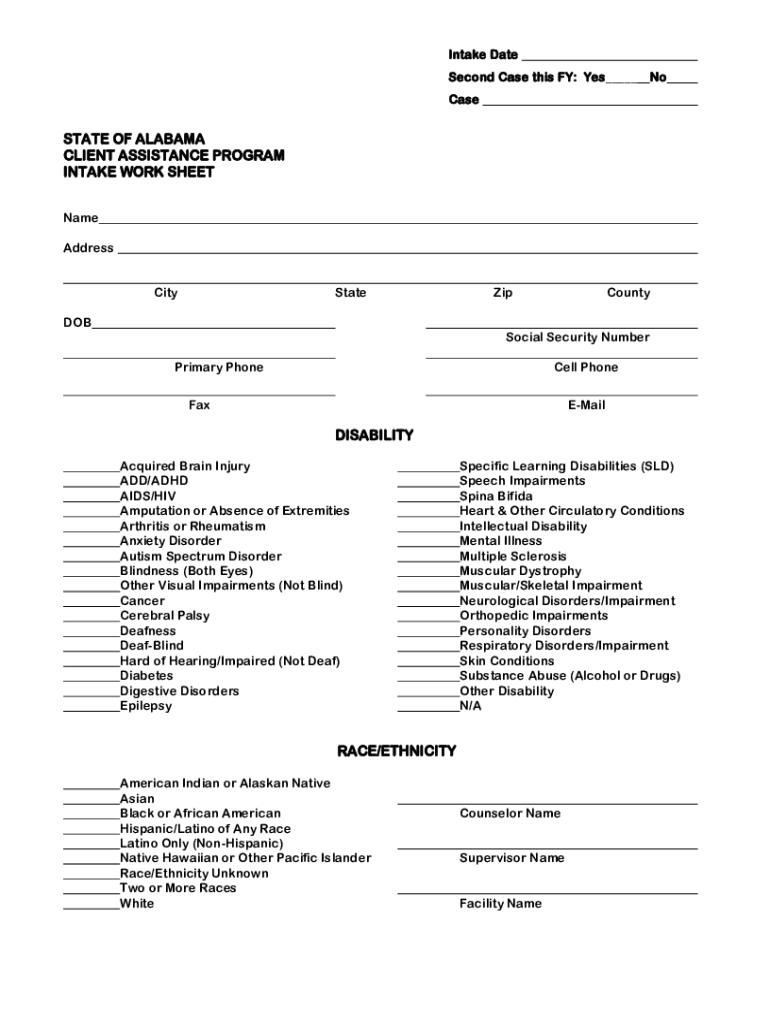 Fillable Online sacap alabama STATE OF ALABAMA CLIENT ASSISTANCE ...