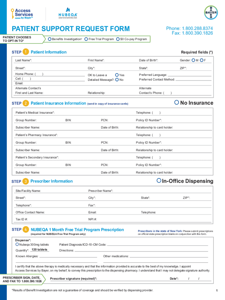 Fillable Online Helping Your Patients Get Their Bayer Medications ...