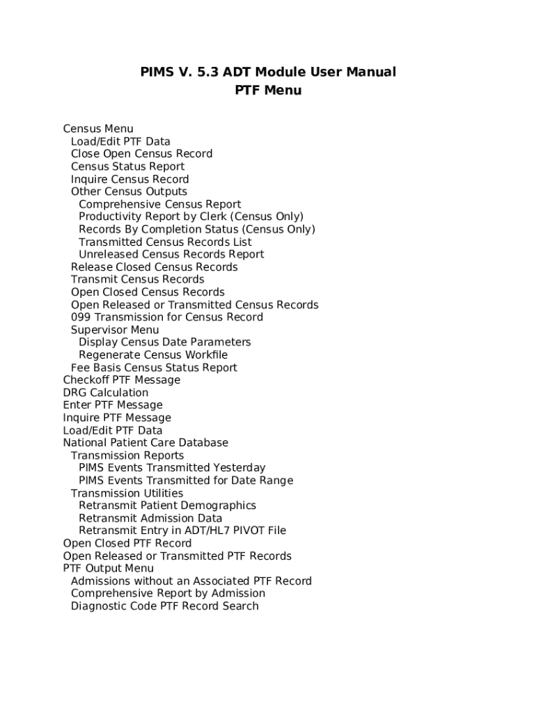 ADT PTF MENU User Guide. ADT PTF Menu User Guide Doc Template | pdfFiller