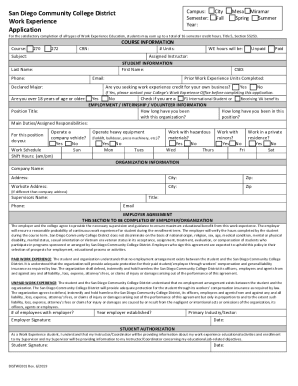 Fillable Online EmailMe Form - SDCCD Work Experience Application Summer ...