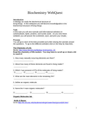 Biochemistry WebQuest INTRO - Name Date Biochemistry ... Doc Template ...