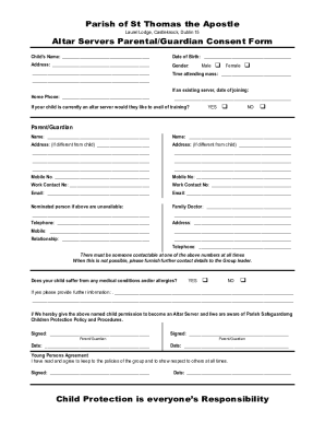 Fillable Online Altar Servers Parental Consent Form Fax Email Print ...