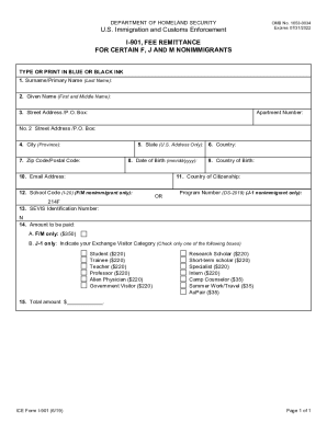 Fillable Online ICE Form I-901. I-901, FEE REMITTANCE Fax Email Print ...