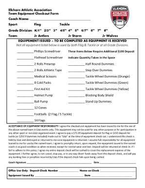 Fillable Online Team Equipment Checkout Form Fax Email Print - pdfFiller