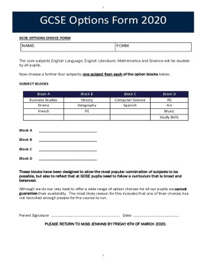 Fillable Online CHOOSING YOUR GCSE OPTIONS - John Fisher School Fax ...