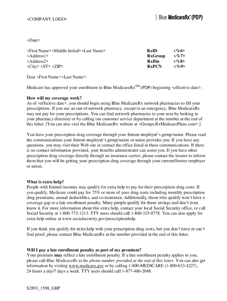 Fillable Online Medicare has approved your enrollment in Blue ...