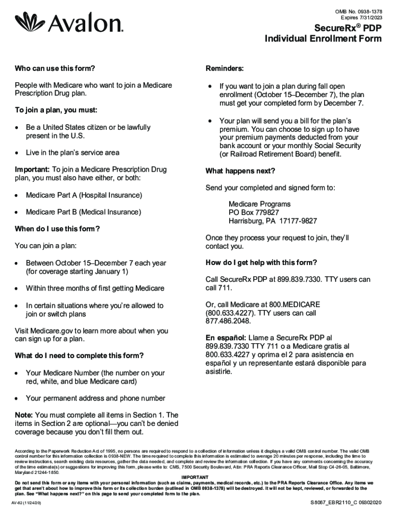 Fillable Online SecureRx PDP Individual Enrollment Form. SecureRx PDP Individual Enrollment Form ...