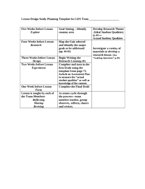 Lesson Design Study Planning Template for LDS Team Doc Template | pdfFiller