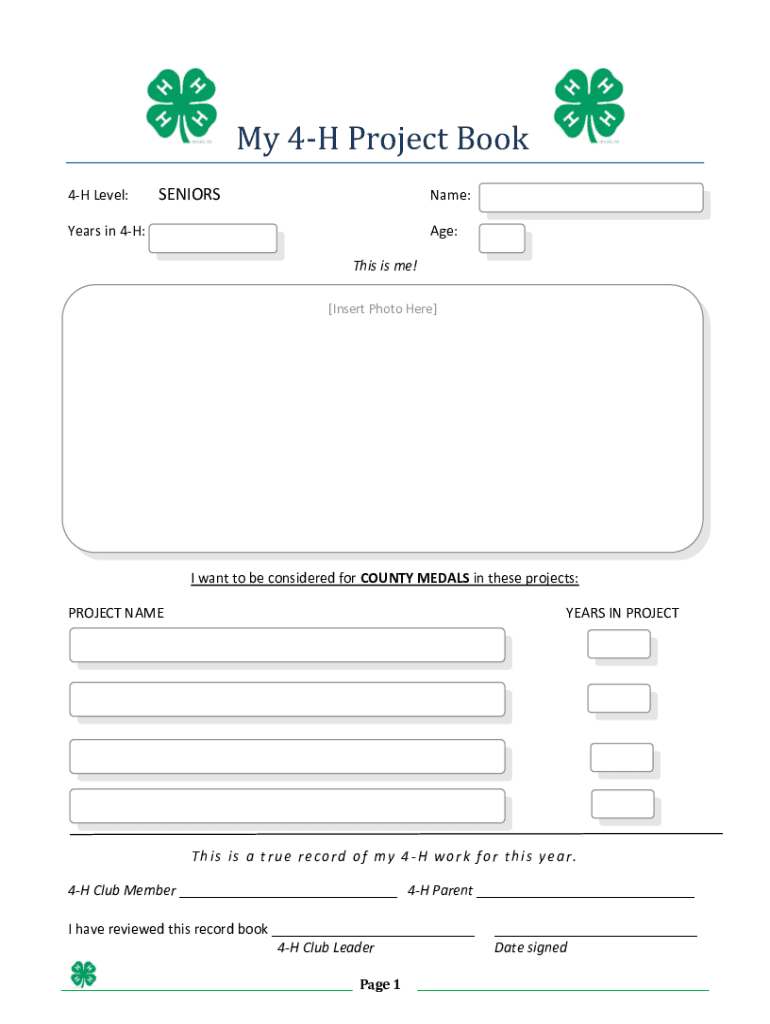 Fillable Online My 4-H Project Book Fax Email Print - pdfFiller