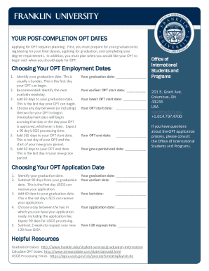 Fillable Online YOUR POST-COMPLETION OPT DATES Choosing Your OPT ...