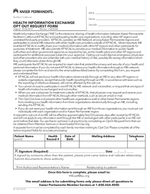 Fillable Online Northern California Health Information Exchange Opt Out ...