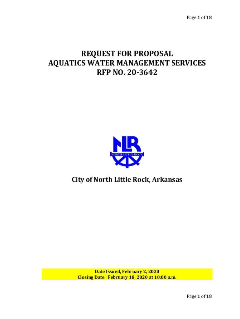 Fillable Online REQUEST FOR PROPOSAL AQUATICS WATER MANAGEMENT ... Fax ...