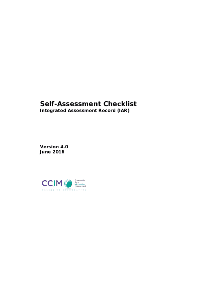 Integrated Assessment Record (IAR) Doc Template | pdfFiller